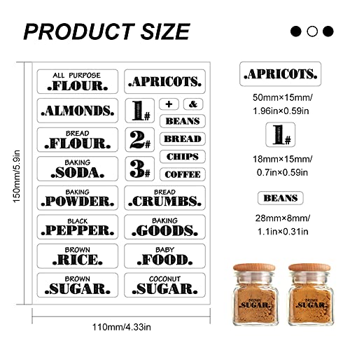 Pantry Labels for Containers, Minimalist Food Labels, Preprinted Minimalist Labels, Black Text on White Jar Labels, Food Jar Label Stickers for Kitchen Storage