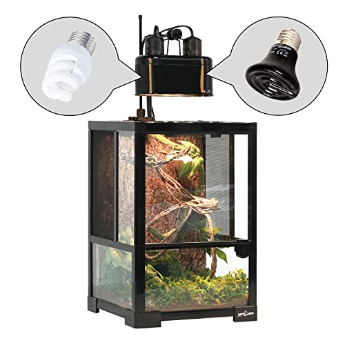 REPTIZOO Nano Combo Dual Dome Reptile Lamp Fixture Combo Pack Includes 5W Mini Fluorescent UVB Bulb & 25W Mini Ceramic Heater for Reptile