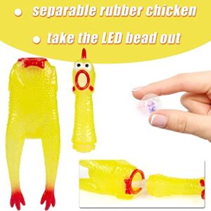 POPLAY 15 Inch Flashing Screaming Chicken, Large Rubber Chicken Dog Toy LED Shining Squeaky Chicken for Chew Toy Stress Relief Practical Jokes