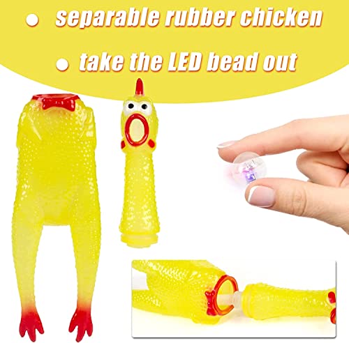 POPLAY 15 Inch Flashing Screaming Chicken, Large Rubber Chicken Dog Toy LED Shining Squeaky Chicken for Chew Toy Stress Relief Practical Jokes