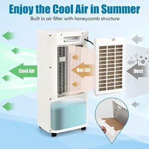 PETSITE Evaporative Air Cooler, 3-IN-1 Cooling Fan & Humidifier with Remote, 2 Ice Packs, 15H Timer, 1.3 Gal Water Tank, Personal Swamp Cooler for Bedroom with Cold Air