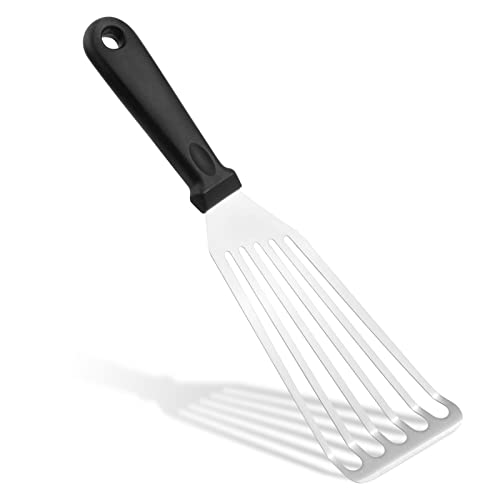 Sihuuu Fish Turner spatula, Stainless Steel Kitchen Steak Spatula, Slotted Fish Spatulas for Cooking,Flipping, Frying Fish, Meat, Eggs, steak, chicken chop(Black)