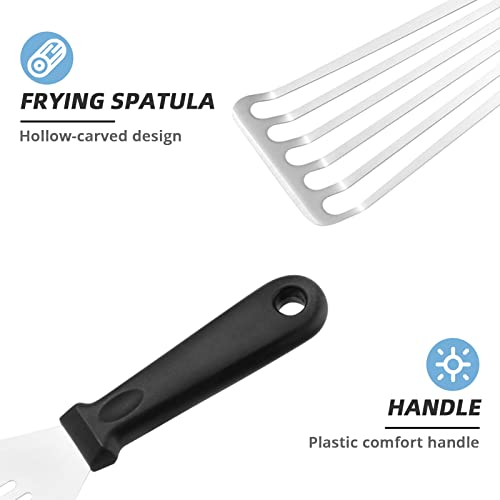 Sihuuu Fish Turner spatula, Stainless Steel Kitchen Steak Spatula, Slotted Fish Spatulas for Cooking,Flipping, Frying Fish, Meat, Eggs, steak, chicken chop(Black)