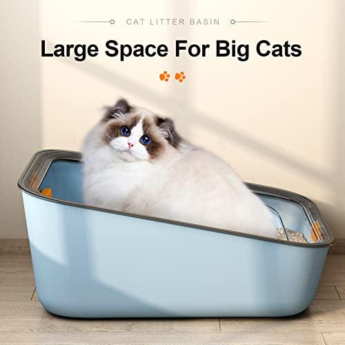 Eiiel Extra Cat Litter Box, 7.3 Wx24 L Large Nonstick Pan Durable Standard Great for Small & Cats Easy to Clean1（Blue）