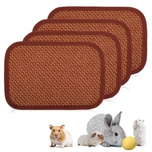 SAWMONG 4 Pack Hamster Cooling Mat, Hamster Cage Liners Mats, Cool Mat for Guinea Pigs, Cooling Pad for Rabbit, Washable & Fast Absorbent Cage Liner for Small Animal(Square)