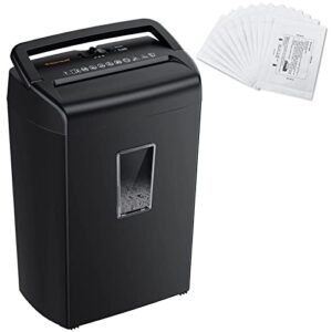 bonsaii 10 sheet cross cut paper shredder for home office use & 12 pack lubricant sheets