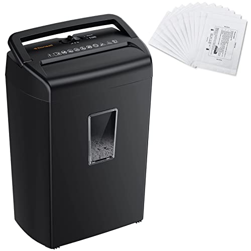 Bonsaii 10 Sheet Cross Cut Paper Shredder for Home Office Use & 12 Pack Lubricant Sheets