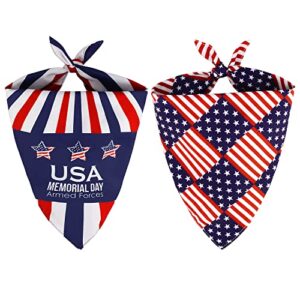 petloft dog bandanas (2 pack), pet adjustable holiday bandanas for pet cat dog kitty puppy pet gift present, usa flag