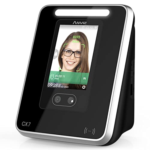 ANVIZ Time Clock - CX7 Face Biometric Time Attendance Machine for Employees Small Business - Face + RFID + Pin Punching in one, Support Door Access, Up to 1,500 Users with Professional Cloud Software