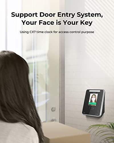 ANVIZ Time Clock - CX7 Face Biometric Time Attendance Machine for Employees Small Business - Face + RFID + Pin Punching in one, Support Door Access, Up to 1,500 Users with Professional Cloud Software