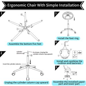 BOJUZIJA Drafting Tall Office Standing Computer Desk Chair with Foot Rest- Lumbar Support& Waist Support Function for Office &Home (Pink)