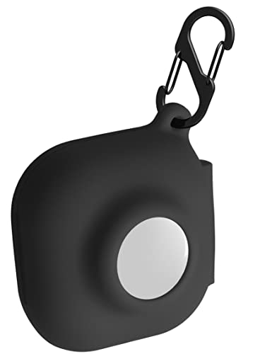 Geiomoo 2 in 1 Silicone Case Compatible with Beats Fit Pro and Air Tag, Protective Cover with Carabiner (Black-1)