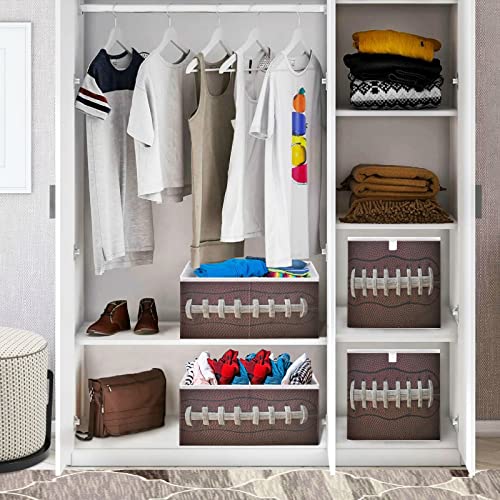 Ollabaky American Football Laces Cube Storage Bin, Foldable Fabric Storage Cube Basket Cloth Organizer Box with Handle for Closet Shelves Drawers, Nursery Storage Toy Bin - S