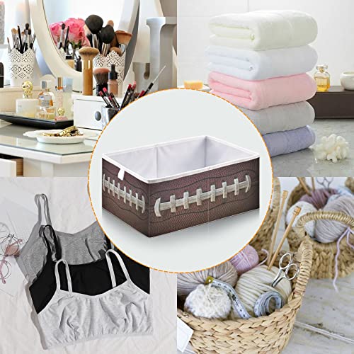 Ollabaky American Football Laces Cube Storage Bin, Foldable Fabric Storage Cube Basket Cloth Organizer Box with Handle for Closet Shelves Drawers, Nursery Storage Toy Bin - S