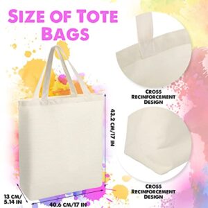 20 Pieces Canvas Tote Bags Bulk, Blank Plain Canvas Bag, Reusable Grocery Shopping Cloth Bags with Handles, Blank Canvas Makeup Bags with Zipper for DIY (White)