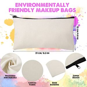 20 Pieces Canvas Tote Bags Bulk, Blank Plain Canvas Bag, Reusable Grocery Shopping Cloth Bags with Handles, Blank Canvas Makeup Bags with Zipper for DIY (White)