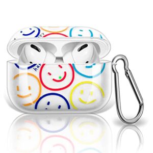 MOLOSLEEVE Cute Airpod Pro Clear Case with Keychain, Cartoon Smiley Face Design Soft Silicone Smooth Shockproof Compatible with Airpods Pro Charging Case for Girls Kids Women