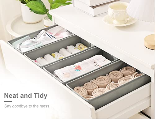 Qozary 8 Pack Drawer Organizers for Clothing, Foldable Cloth Storage Box, Underwear Drawer Organizer, Fabric Dresser Drawer Organizers for Baby Clothes, Underwear, Socks