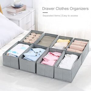 Qozary 8 Pack Drawer Organizers for Clothing, Foldable Cloth Storage Box, Underwear Drawer Organizer, Fabric Dresser Drawer Organizers for Baby Clothes, Underwear, Socks