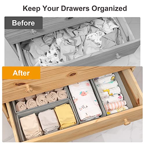 Qozary 8 Pack Drawer Organizers for Clothing, Foldable Cloth Storage Box, Underwear Drawer Organizer, Fabric Dresser Drawer Organizers for Baby Clothes, Underwear, Socks