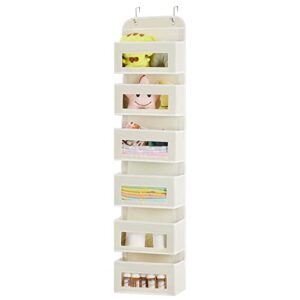 youdenova over door organizer, 6-shelf nursery hanging organizers for baby essential, closet door organizer for dorm, beige