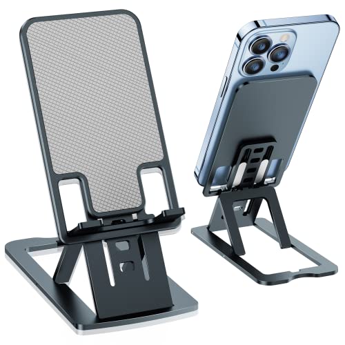 Desk Phone Stand For iPhone 13 Pro Max Mini, 12 11,Adjustable Folding Foldable Cell Phone Holder,Small Desktop Portable Metal Travel Cellphone Stand for iPhone,Samsung,Mobile Phone, Android Smartphone