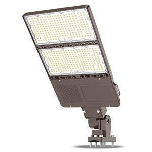 led parking lot light 320w 44800lm led shoebox light adjustable arm mount 5000k led pole lights outdoor, ip65 commercial area street lighting with photocell for parking lot roadway, ul&dlc