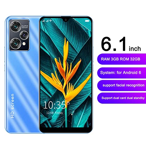 6.1 Inch HD Smartphone Dual SIM Card Mobile Phone, 3G Unlocked Cell Phone Support Face Recognition For 6.0 OS, 3GB 32GB, 6779 10 Core Processor, 5MP 8MP HD Camera, WiFi, FM Radio, 2800mah(Light Blue)