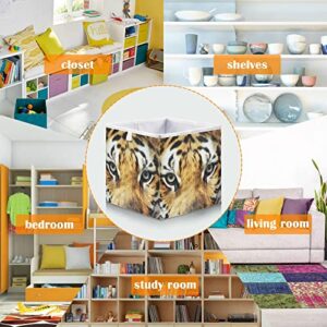 xigua Tiger Cube Storage Bin Large Collapsible Storage Basket Toys Clothes Organizer Box for Shelf Closet Bedroom Home Office, 11 x 11 x 11 Inch