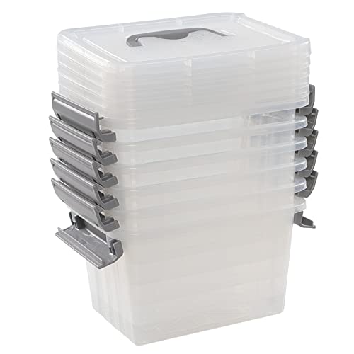 Yuright 3.5 L Latch Box Bin with Lid, 6 Packs, Plastic Storage Container