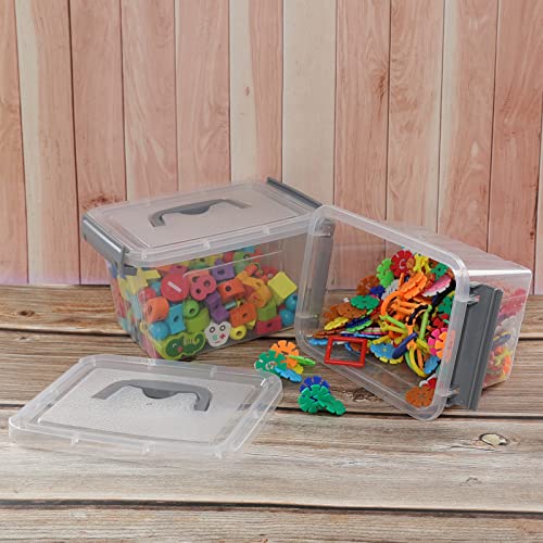 Yuright 3.5 L Latch Box Bin with Lid, 6 Packs, Plastic Storage Container