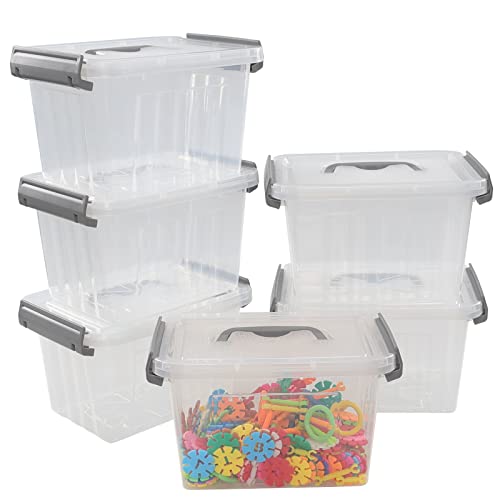 Yuright 3.5 L Latch Box Bin with Lid, 6 Packs, Plastic Storage Container