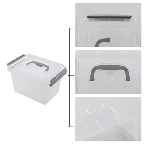 Yuright 3.5 L Latch Box Bin with Lid, 6 Packs, Plastic Storage Container