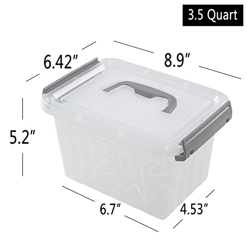 Yuright 3.5 L Latch Box Bin with Lid, 6 Packs, Plastic Storage Container