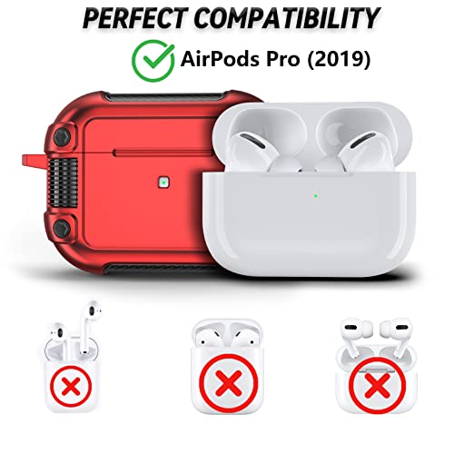 Lopnord for Airpods Pro Case Cover with Lock Lid, Hard Protective Case for Apple AirPod Pro Case 1st Genration 2019, Rugged Case for AirPods Pro Case with Keychain Men Women [Front LED Visible]