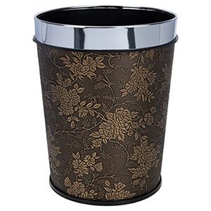 retro style decorative trash can, 10l capacity waste paper basket with pressing ring, flower print paper bucket, garbage can waste basket home office multi- function waste bin