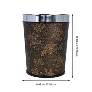 Retro Style Decorative Trash Can, 10L Capacity Waste Paper Basket with Pressing Ring, Flower Print Paper Bucket, Garbage Can Waste Basket Home Office Multi- Function Waste Bin