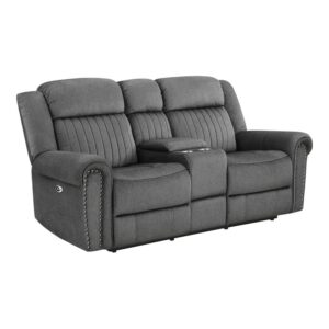 lexicon brennen microfiber power double reclining loveseat in charcoal