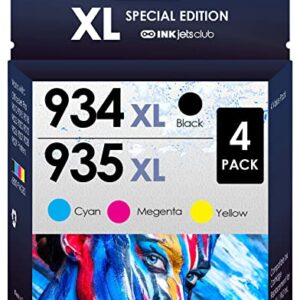 INKjetsclub Ink Cartridge Compatible with HP 934XL 935XL. Works with Officejet 6815 6230 6830 6812 6835 6820 Printers. 4 Pack (Black, Cyan, Magenta, Yellow)