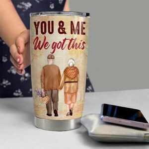 SANDJEST Valentines Day Gift for Him Tumbler 20oz Stainless Steel Double Wall Insulated Couple Travel Mug Gifts for Husband Wedding Birthday Christmas Anniversary Tumbler Gifts for Men