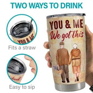 SANDJEST Valentines Day Gift for Him Tumbler 20oz Stainless Steel Double Wall Insulated Couple Travel Mug Gifts for Husband Wedding Birthday Christmas Anniversary Tumbler Gifts for Men