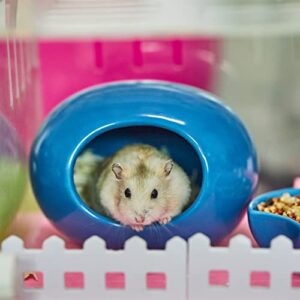 Howise Small Pet Animal Houses Habitats Decor and Food Bowl for Dwarf Gerbils Hamster Sand Bath Container, Ceramic Hamster Hideout Hut Cave Bathtub Bed House, Hamster Bathroom Cage