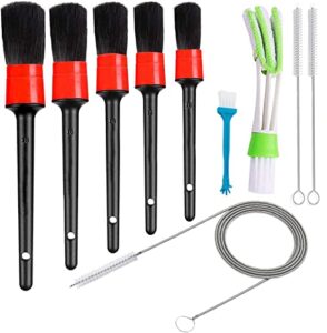 car detailing brush kit, car brushes for detailing, auto detailing brushes for cleaning wheels, interior, exterior, skylight, leather(10 pcs)