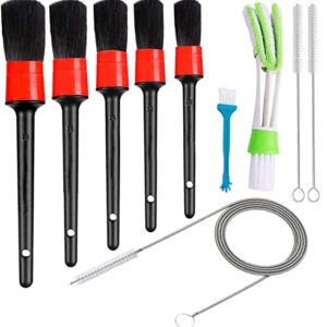 Car Detailing Brush Kit, Car Brushes for Detailing, Auto Detailing Brushes for Cleaning Wheels, Interior, Exterior, Skylight, Leather(10 Pcs)