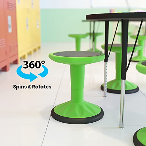 Flash Furniture Carter Adjustable Kids Flexible Active Stool for Classroom and Home with Non-Skid Bottom, 14"-18" Seat Height, Set of 1, Green