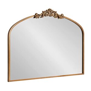 kate and laurel arendahl ornate traditional arch mirror, 36 x 29, gold, decorative baroque style arched vintage gold mirror with wide frame and ornamental crown