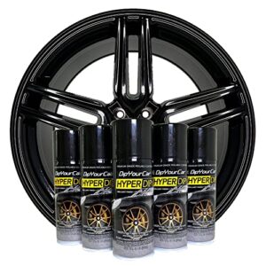 dipyourcar hyperdip wheel paint kit, diy set of rim paint, sprayable automotive dip coat, peelable protection for car rims, paint for rims, gloss coat spray - (piano black)