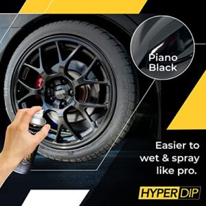 DipYourCar HyperDip Wheel Paint Kit, DIY Set of Rim Paint, Sprayable Automotive Dip Coat, Peelable Protection for Car Rims, Paint for Rims, Gloss Coat Spray - (Piano Black)