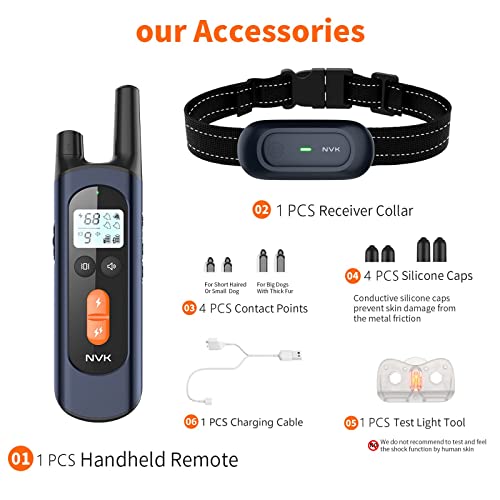 NVK Shock Collar, Dog Training Collar with Remote for Medium Large Dogs, Rechargeable Dog Shock Collar with Shock, Vibration, Beeps Modes, IPX7 Waterproof, Range up to 1600Ft