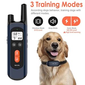 NVK Shock Collar, Dog Training Collar with Remote for Medium Large Dogs, Rechargeable Dog Shock Collar with Shock, Vibration, Beeps Modes, IPX7 Waterproof, Range up to 1600Ft